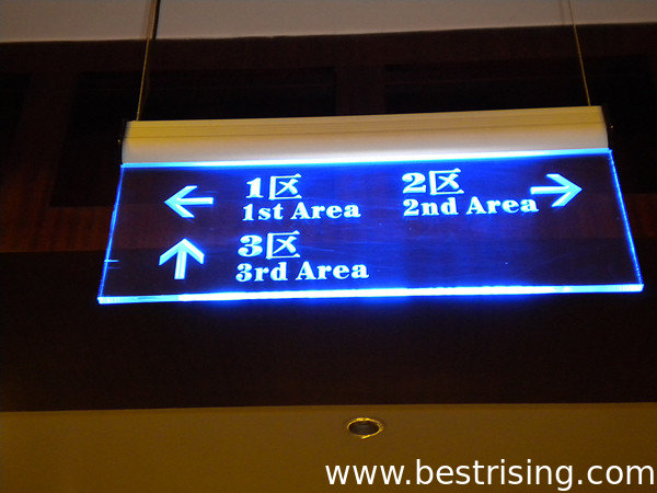 Colorful led illuminated acrylic guiding sign with hanging