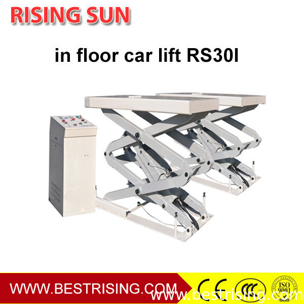 Double cylinder 3Ton room saving design scissor car lift with inground mounted
