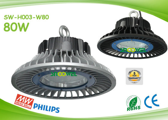 China IP65 80watts LED industrial lamps round UFO design AC90 - 295V input supplier