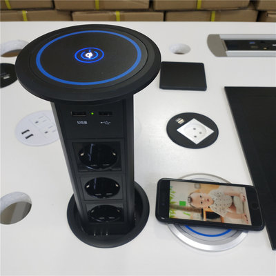 China Intelligent lifting pop up desktop socket with wireless charger / Smart Motorized pop up socket modern kitchen power gro supplier