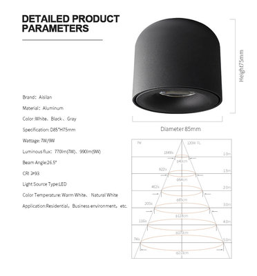 hotel home design dimmable Anti glare cob surface mounted COB LED lights Downlight supplier