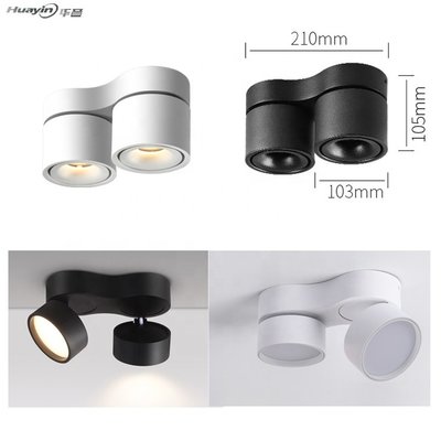 97/93Ra Square Adjustable spotlight led Double head ceiling surface mounted downlight 6W 8W 10W 12W 3wire track light supplier