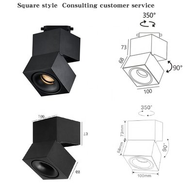 97/93Ra Square Adjustable spotlight led Double head ceiling surface mounted downlight 6W 8W 10W 12W 3wire track light supplier