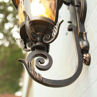 Retro Bronze Double Heads Exterior Wall Lantern E27 85V-280V Waterproof Wall Lamp Porch Light Outdoor Balcony Lamp supplier