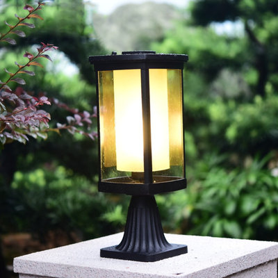 European Style Outdoor Solar garden stone main Gate Post Led Pillar Light decoration IP65 CE ROHS Certificate supplier
