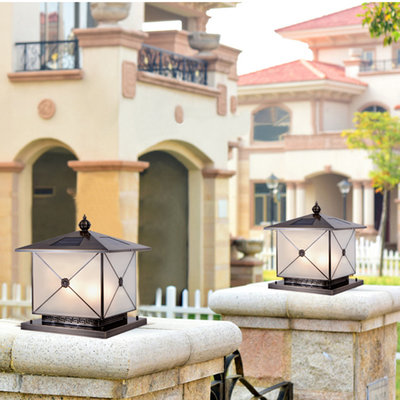 waterproof outdoor landscape lighting auto on off for yard garden driveway pathway modern led solar pillar light supplier