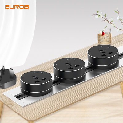 600mm smart tabletop hidden socket power track socket outlet with 3 universal adapter plugs for kitchen office hotel supplier