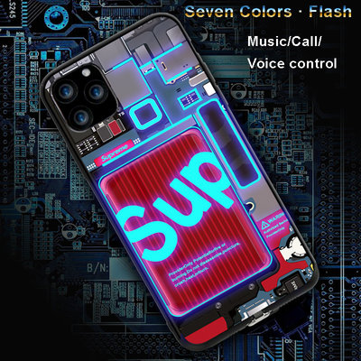 Laudtec 2020 LED Luminous Tempered Glass Night Light Phone Case For iPhone 11 Luminous Cell Glass Case For iPhone supplier