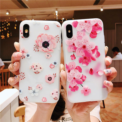 Embossed Design painting phone case For iPhone X 8 Plus 7 Plus Soft Silicone Pattern Print Hand Feel Flower Case Cover supplier