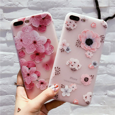 Embossed Design painting phone case For iPhone X 8 Plus 7 Plus Soft Silicone Pattern Print Hand Feel Flower Case Cover supplier