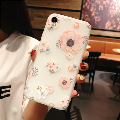 Embossed Design painting phone case For iPhone X 8 Plus 7 Plus Soft Silicone Pattern Print Hand Feel Flower Case Cover supplier