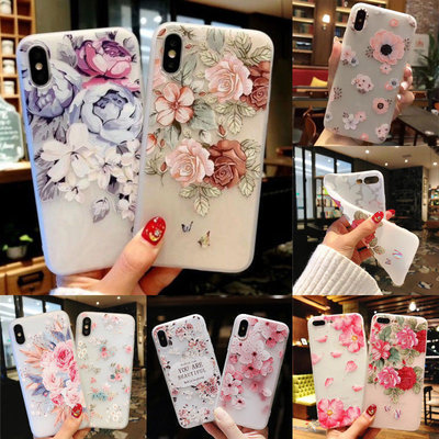 Embossed Design painting phone case For iPhone X 8 Plus 7 Plus Soft Silicone Pattern Print Hand Feel Flower Case Cover supplier