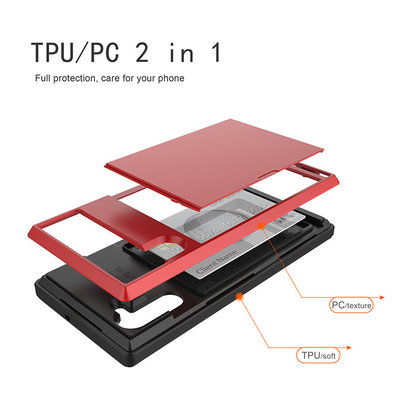 sliding card slot wallet phone case for samsung galaxy note 10 pro / note 10 plus supplier