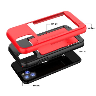 Amazon hot sale tpu pc flip card holder suitable mobile phone case for iPhone supplier