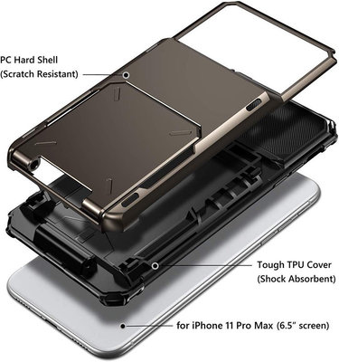 For iphone 11 / 11 pro max wallet card holder case eco friendly insert credit card slot phone case supplier