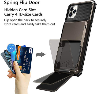 For iphone 11 / 11 pro max wallet card holder case eco friendly insert credit card slot phone case supplier