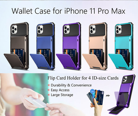 For iphone 11 / 11 pro max wallet card holder case eco friendly insert credit card slot phone case supplier