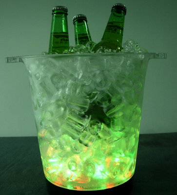 Multi-color Led ice bucket changeful with AAA battery,Logo avialable from tested factory