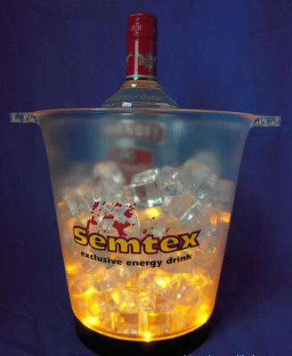 Multi-color Led ice bucket changeful with AAA battery,Logo avialable from tested factory