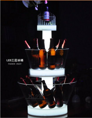 2015 New Arrival LED ice bucket For bar nightclub led three layer Acrylic Ice Bucket