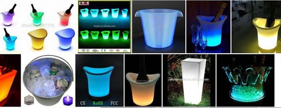 Green Power Led Ice Buckets Built-in Solor Cell transfer Sunshine to Battery power Colorfu