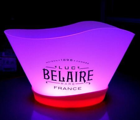 2016 New lano rechargeable plastic large led illuminated champagne cooler ice bucket