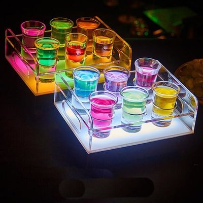 Wholesale led ice buckets for Color changeable LED 6/12-Bottle Shot Glass Bullet Cup drinkware Holder light up Wine rack