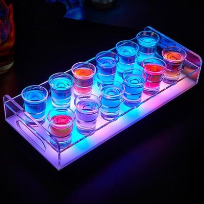 Wholesale led ice buckets for Color changeable LED 6/12-Bottle Shot Glass Bullet Cup drinkware Holder light up Wine rack