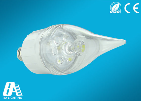 3W E14 LED Candle Bulbs Transparent Cover White 300lm 180° Beam Angle