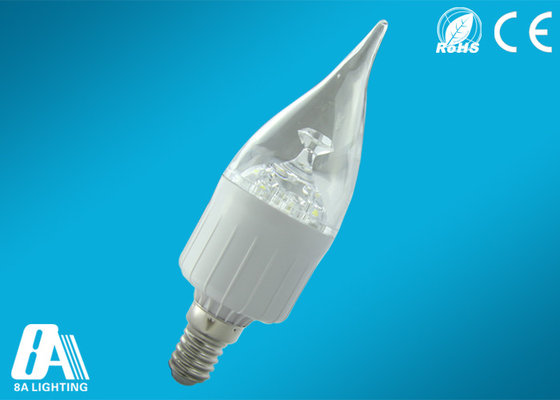 3W E14 LED Candle Bulbs Transparent Cover White 300lm 180° Beam Angle