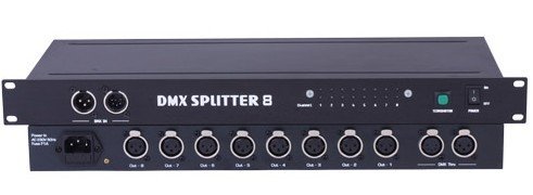 4 6 8 Way DMX Splitter 19" Rack 1U Lighting Controller for Stage Light, DMX Splitter, Mixer