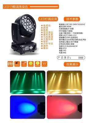 19*12W RGBW LED Zoom Aura Light Stage Moving Head Light