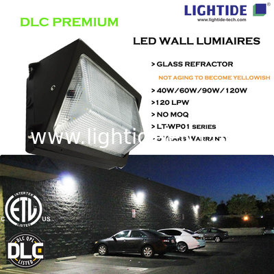 DLC Qualified Outdoor Semi-cutoff 60W LED Wall Packs Lights, 120 LPW, 5 yrs warranty supplier