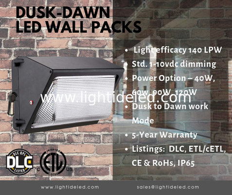 DLC QPL Std. 1-10vdc dimming 120W Outdoor LED Wall Packs Lights, 140 LPW supplier
