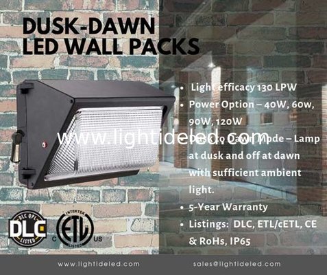 140 LPW led exterior wall pack lighting 60W W/std. 1-10vdc dimming supplier