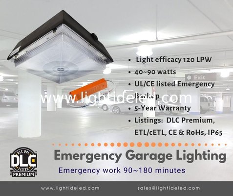 Battery Operated Canopy Lights LED 90W, 100-277VAC, Emergency Time 90~180 minutes, 5 yrs warranty supplier