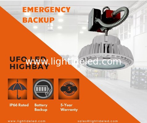 Lightide IP66 100W LED High Bay Emergency Backup Lights, 100-277VAC, 5 yrs Warranty supplier