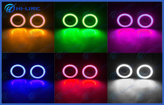 Red Lens Angel Eyes Headlights LED Fog Light Bulbs COB LED Fog Lamps 12V IP65