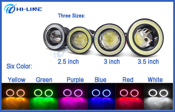 Red Lens Angel Eyes Headlights LED Fog Light Bulbs COB LED Fog Lamps 12V IP65