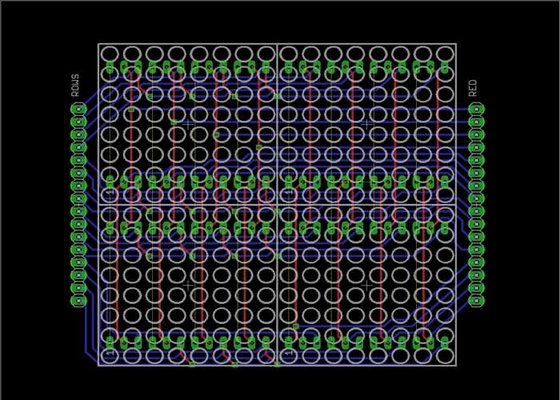 LED Stripboard Circuit Board Layout , PCB Board Layout For 16  X 16 Dot Matrix Display