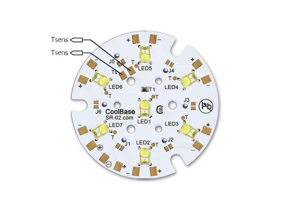 7 LED 40mm Custom LED PCB , Round LED Module Cool Base Assembly