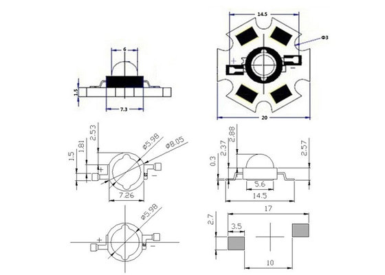 3W SMD LED Chip , LED Diode Chip Epistar Bridgelux LED Diodes PCB Module