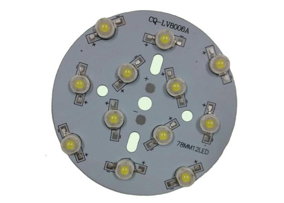 High Power Led Printed Circuit Board 12W 78mm Diameter With 1W LED Diodes Heat Sink