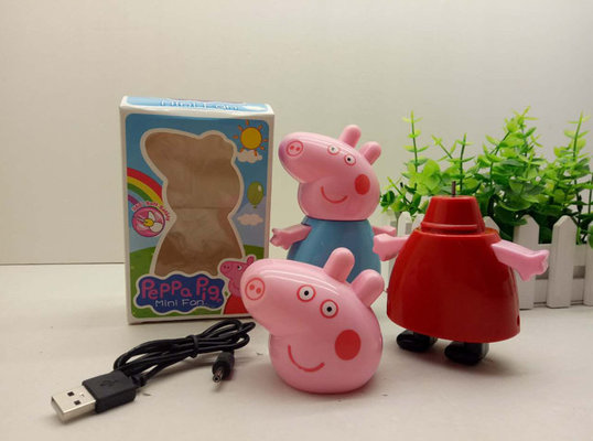 Cartoon pig rechargeable fan, mini usb charging desktop fan gift
