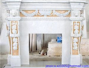 decorative natural beige marble fireplace surround,marble stone fireplace