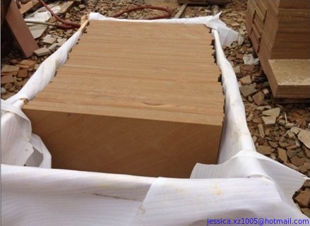 Top Quality,Honed Wooden Yellow Sandstone of Tiles and Others,Sandstone Wall & Flooring,Copping