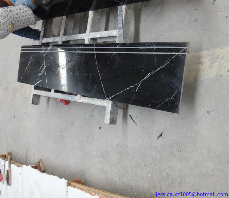 China Nero Marquina Marble stair step stone stair Nero Marquina marble stairs black marble risers