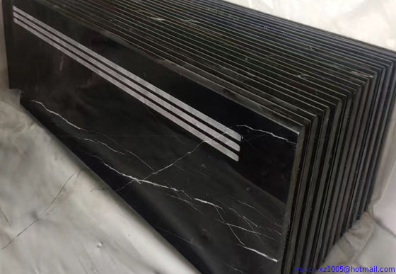 China Nero Marquina Marble stair step stone stair Nero Marquina marble stairs black marble risers