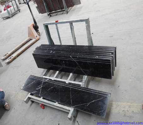 China Nero Marquina Marble stair step stone stair Nero Marquina marble stairs black marble risers