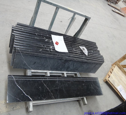 China Nero Marquina Marble stair step stone stair Nero Marquina marble stairs black marble risers